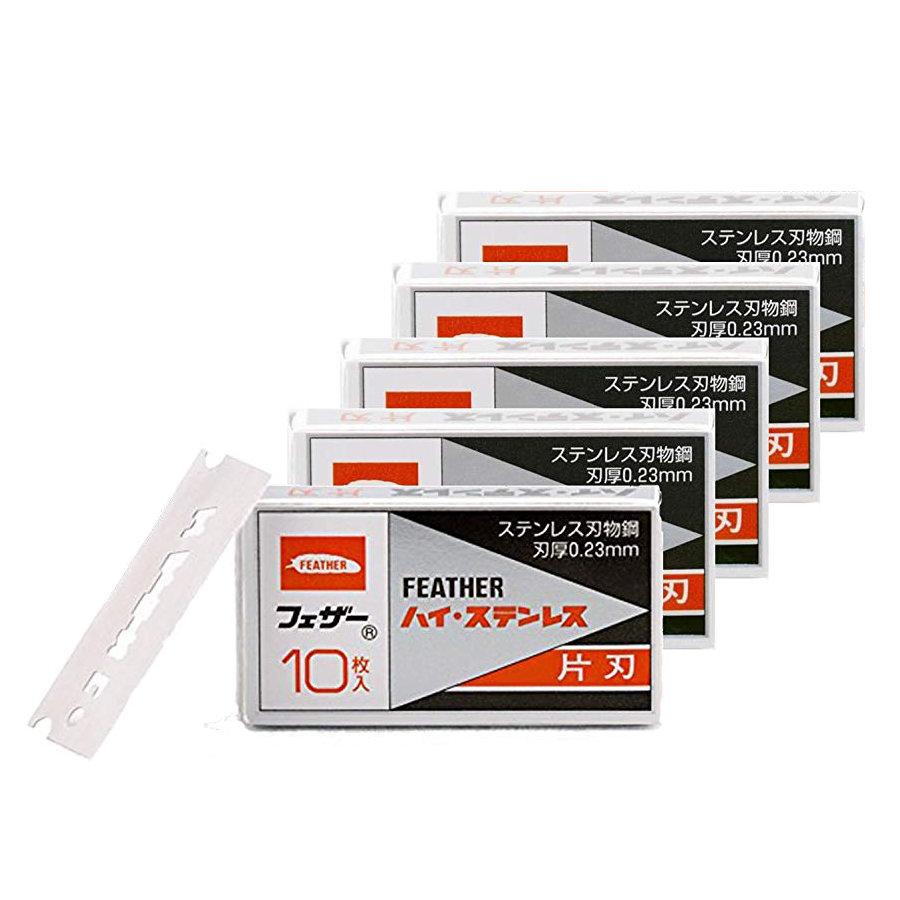 50x Feather Single Edge FHS-10 Hi-Stainless Blades – FineShave